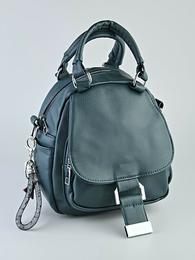 Рюкзак женский, повседневный на молнии, мини рюкзак, экокожа Skin синий