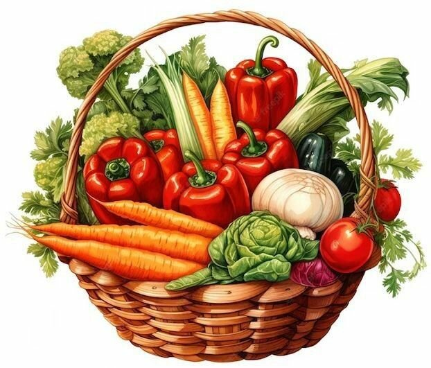 Корзина с овощами 33х28 см, набор для вышивания крестиком, счетный крест