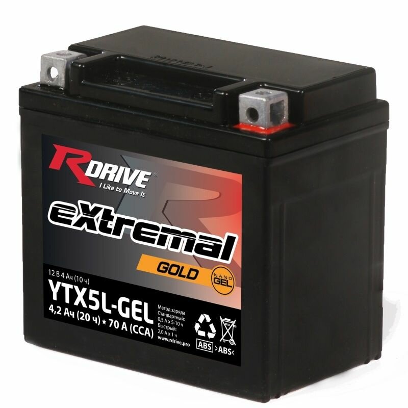 Мото аккумулятор RDRIVE GOLD YTX5L-GEL