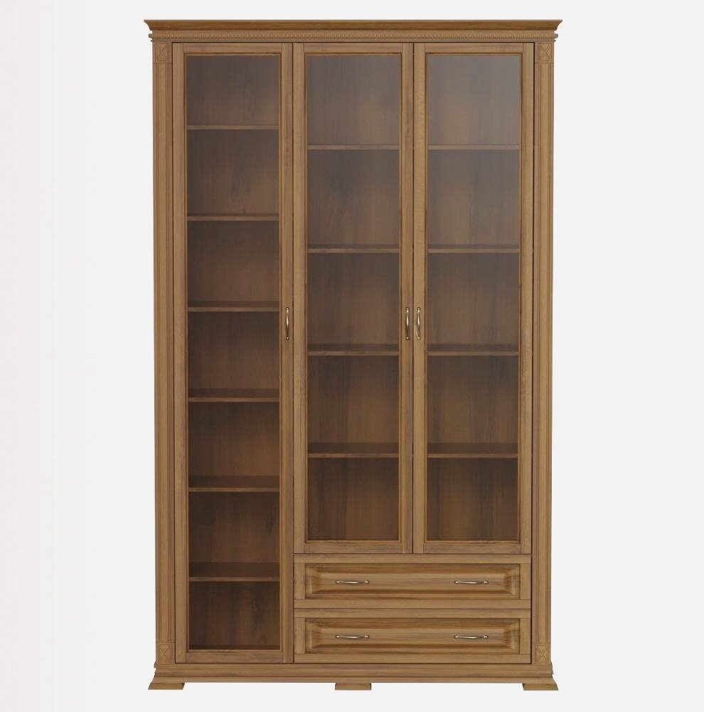 Шкаф книжный распашной из сосны Верди Premium 105, 150x45x240 клас. орех 2