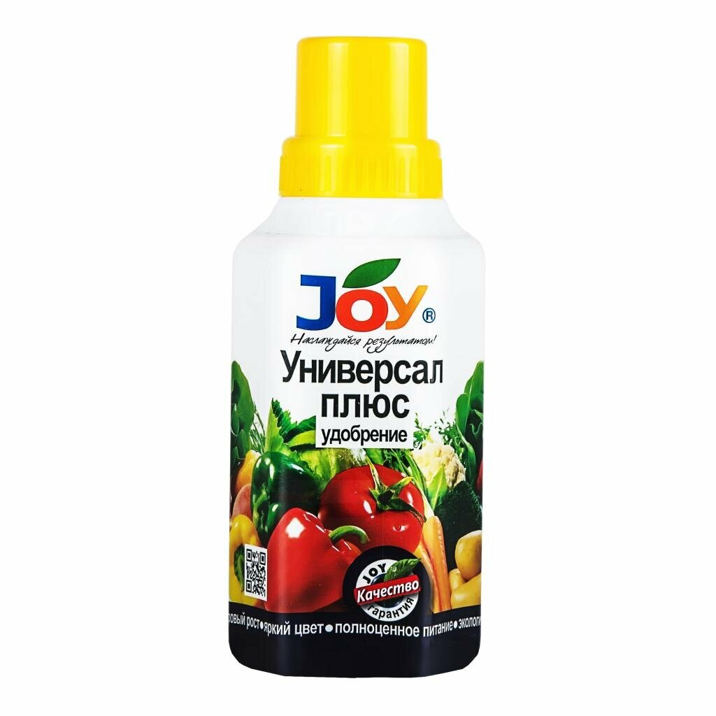 Удобрение Joy Универсал-плюс органоминеральное жидкое для активного роста растений, овощей, цветов, флакон 330 мл.