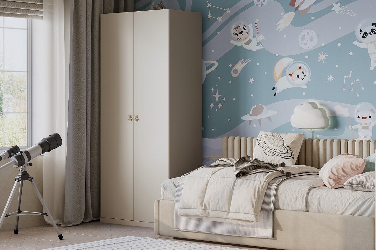 Шкаф распашной МебельЛэнд24 Скарабей Mini - 2 Кашемир 90x52x210 бежевый для одежды двухдверный