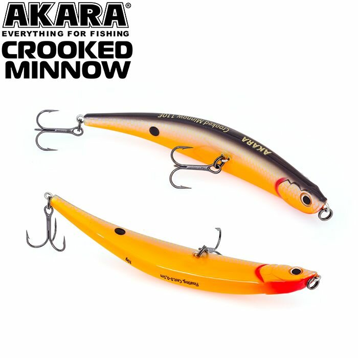 Рыболовная приманка на щуку, окуня Воблер Akara Crooked Minnow 110F 110мм. 10г. №A19