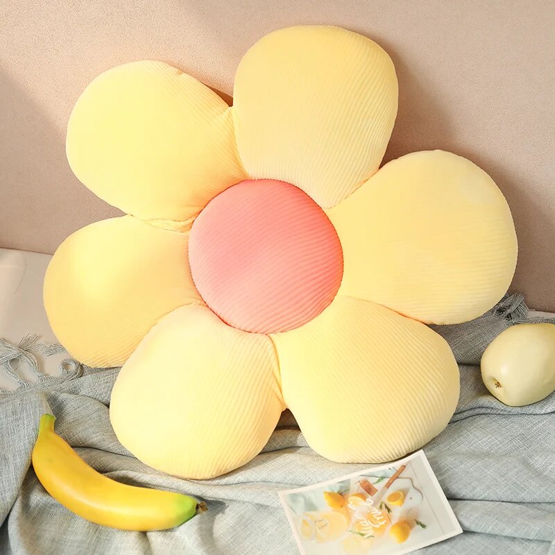 Плюшевая подушка цветок 35/50/60 см 55-60cm, Yellow powder core