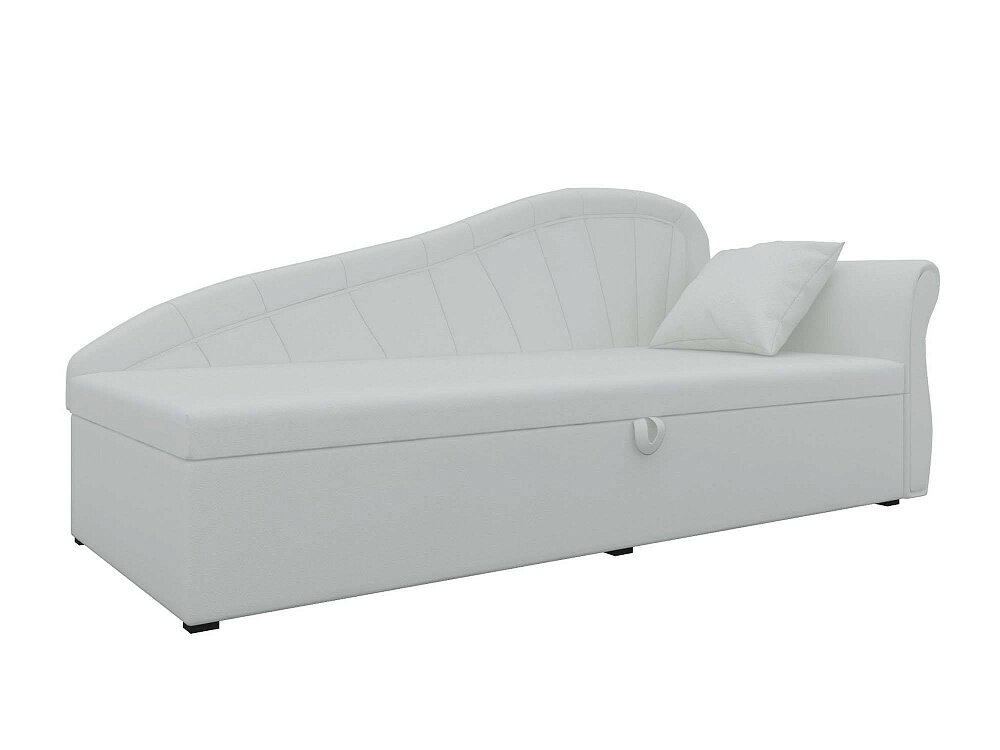 Прямой диван тахта Настя Белый, 205х85х100 см, с ящиком для белья