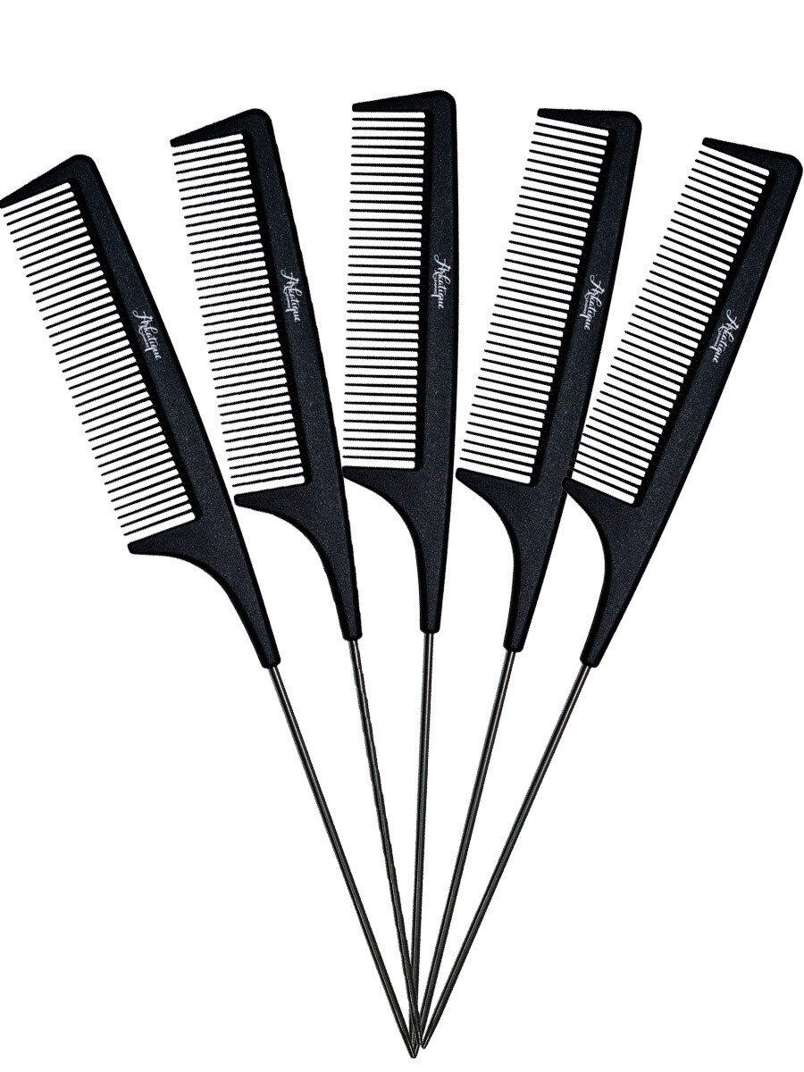 Расческа Arkatique Хвост-Карбон, антистатический эффект, для любых волос, 5шт