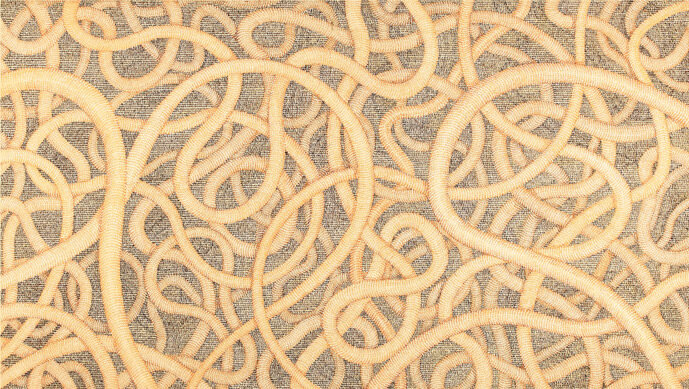 Картина словом Любовь "Изгибы судьбы" (шёлк, 70х90 см)