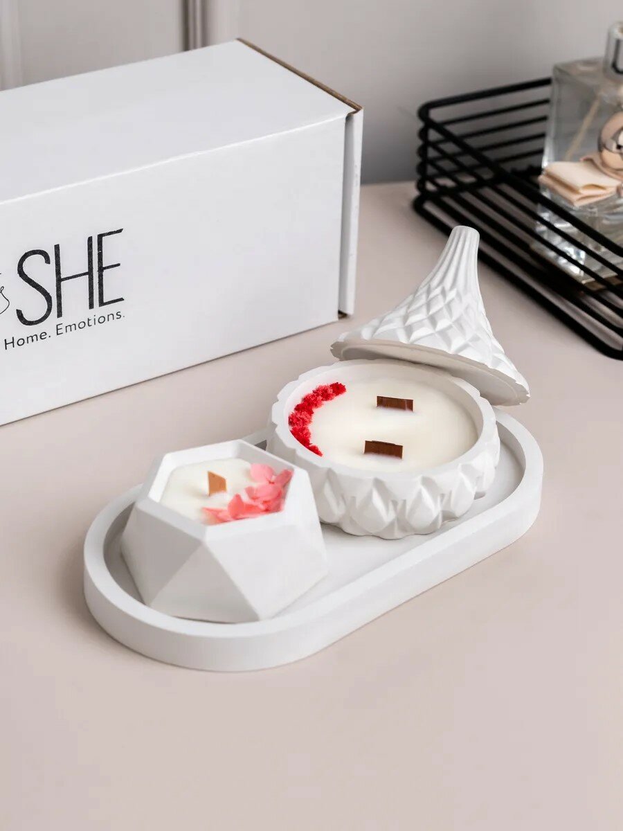 Ароматические свечи для интерьера и декора подарочный набор SHE.STYLE.Home.Emotions