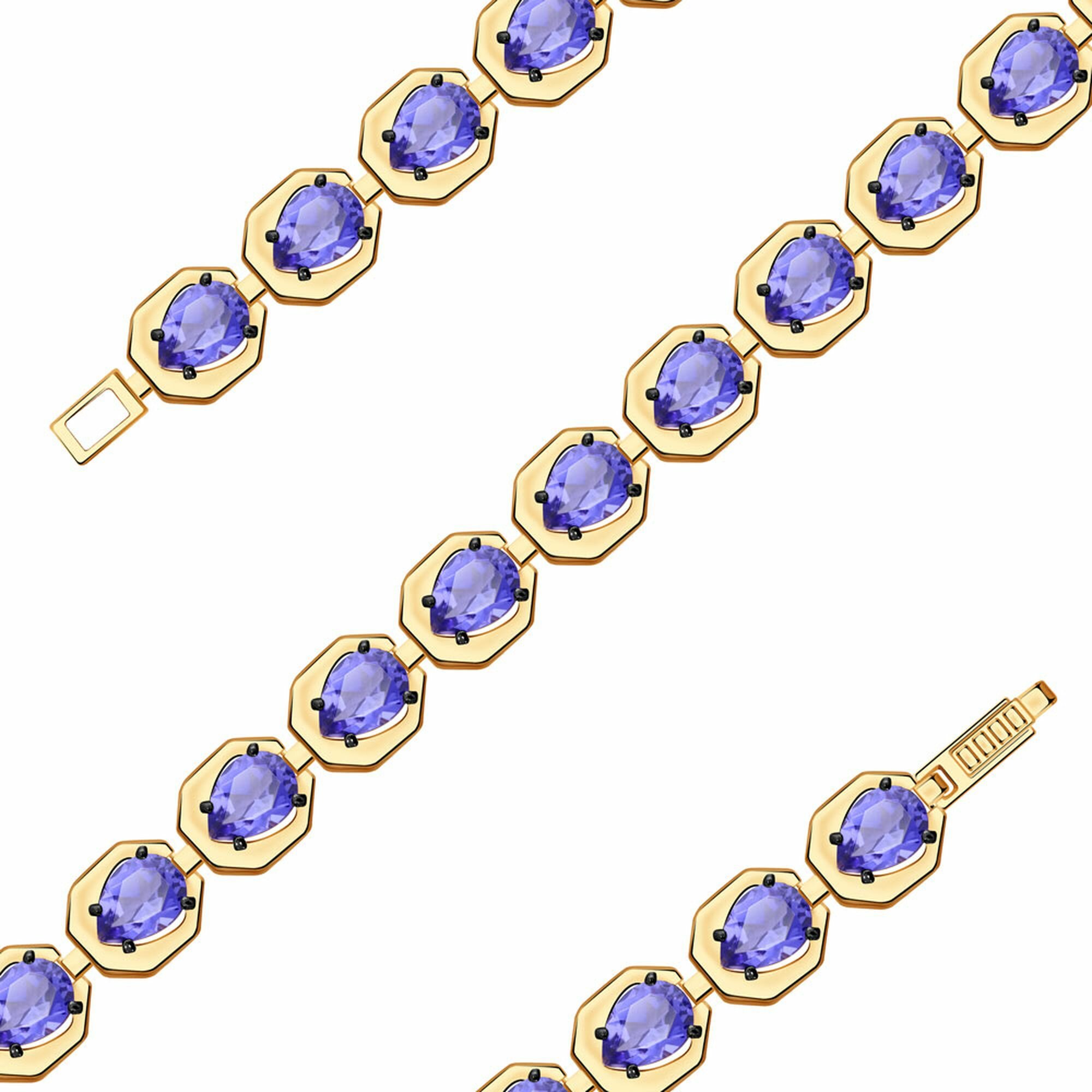 Браслет, красное золото, 585 проба, танзанит