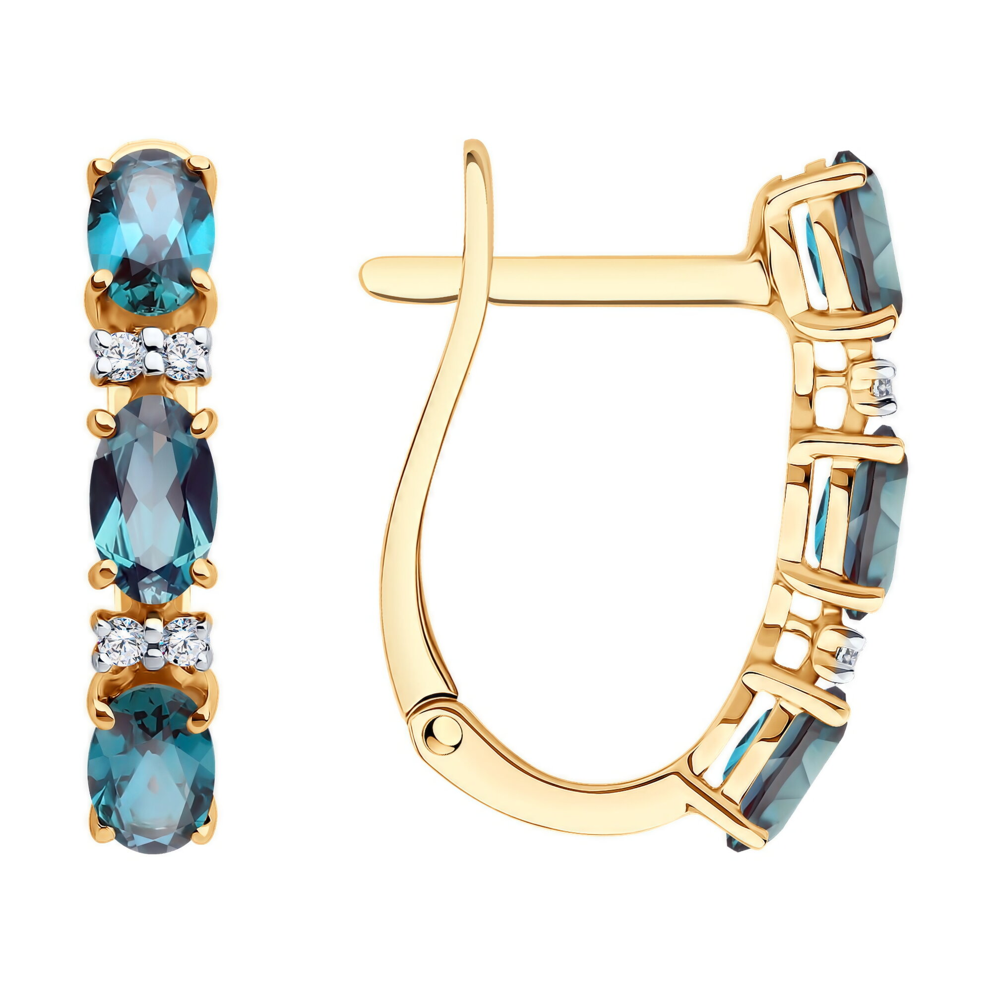 Серьги, красное золото, 585 проба, александрит, бриллиант