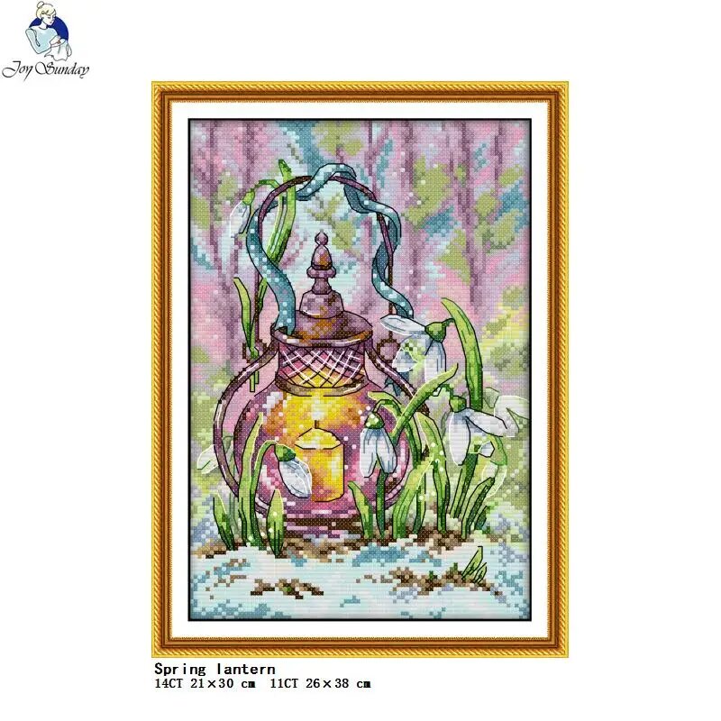 Набор для вышивки крестом Joy Sunday "Four Seasons Lantern Series", 14CT/11CT J583, 14CT White Cloth