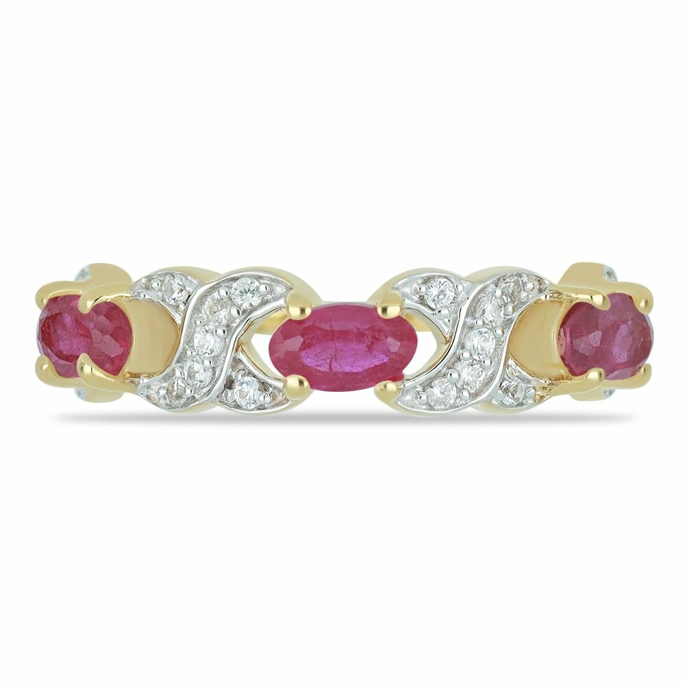 Кольцо дорожка, серебро, 925 проба, циркон, рубин