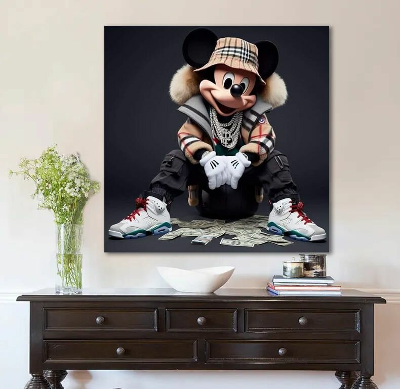 Картина в интерьер / картина Микки Маус, Дональд Дак, Симпсоны, 40х40