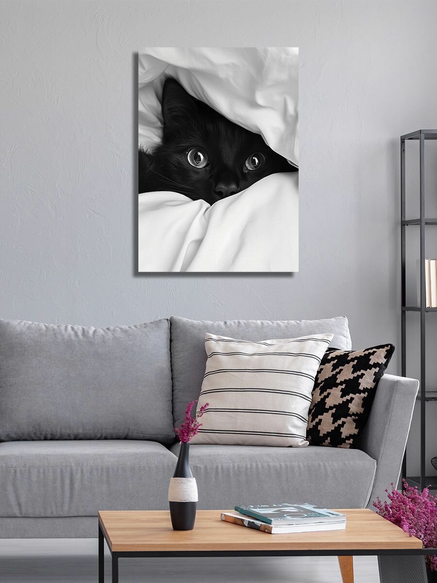 Картина на холсте LOFTime 50Х70 Кот в простыне черн бел К-946-5070