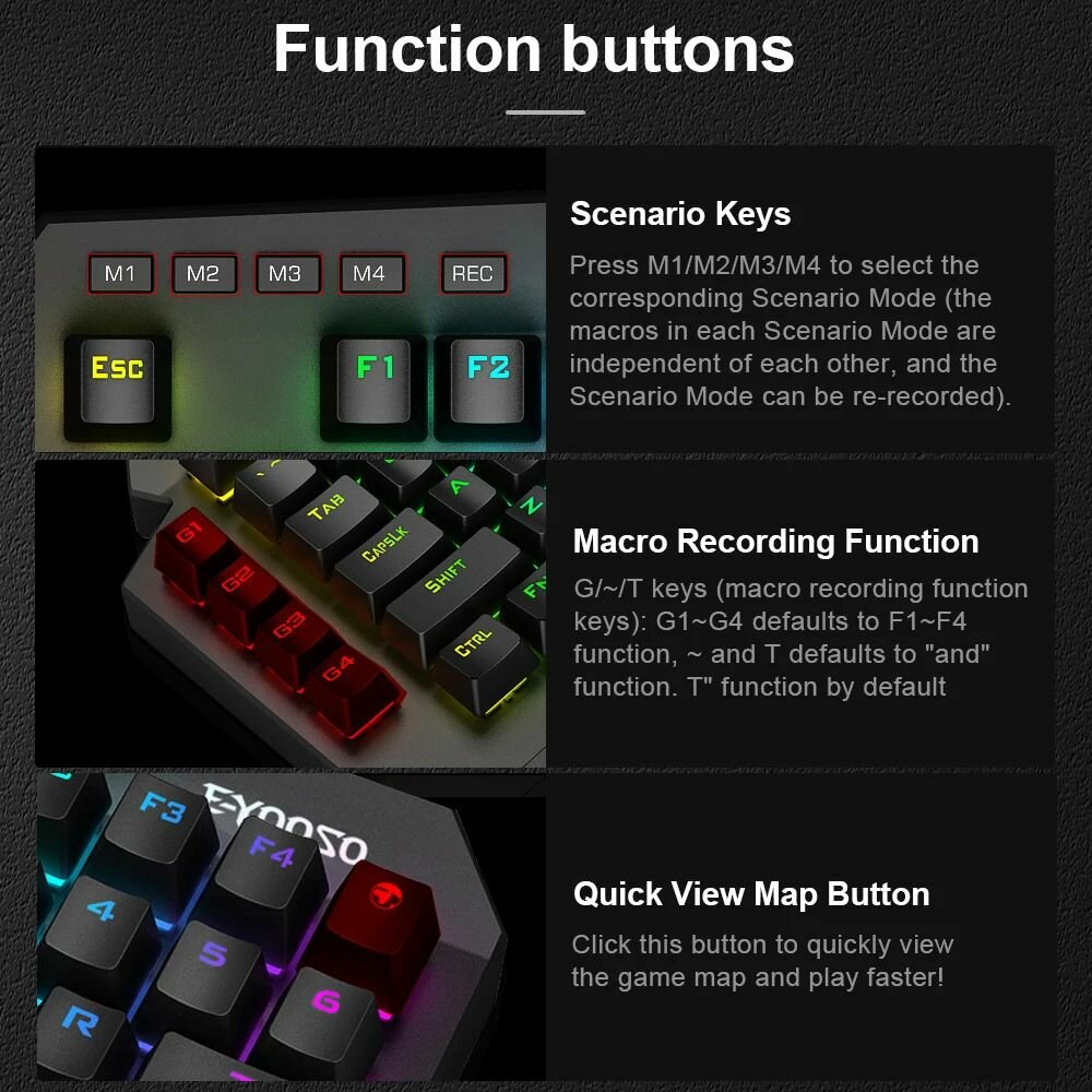 Беспроводная мини-механическая игровая клавиатура E-YOOSO K722 RGB 2,4 ГГц с 44 клавишами для геймеров, подходящая для компьютеров и ноутбуков