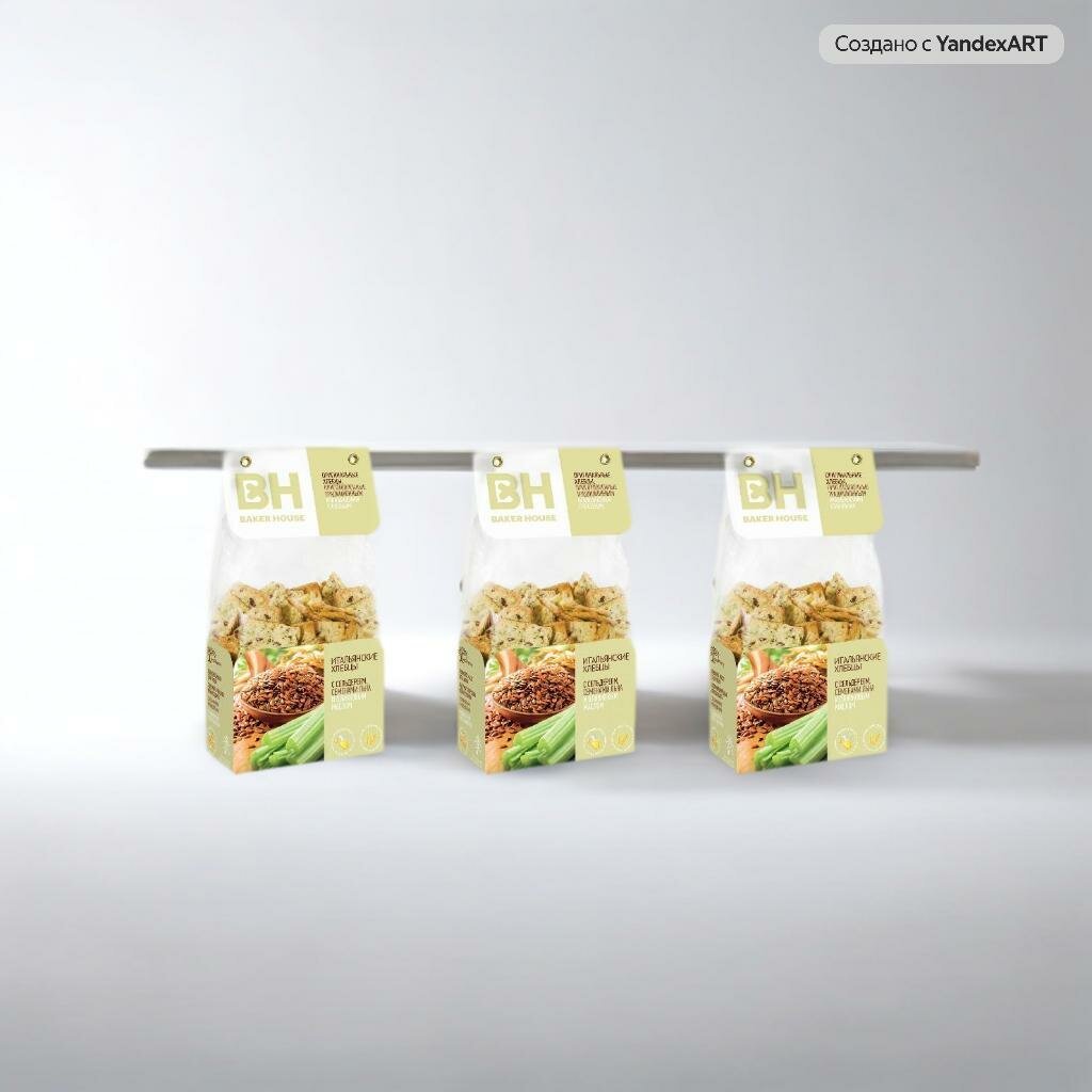 Baker House Хлебцы итальянские с сельдереем, семенами льна 250 гр, 3 уп.