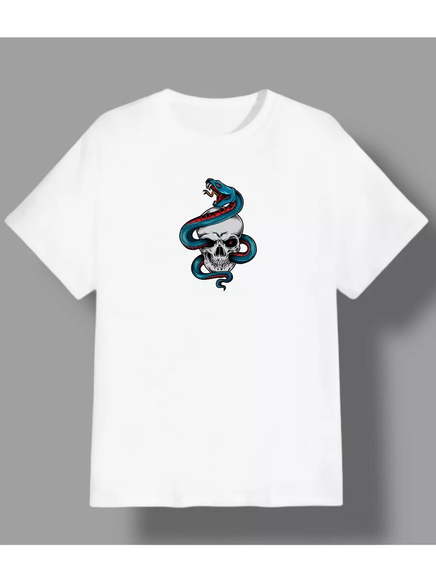 Футболка череп со змеей