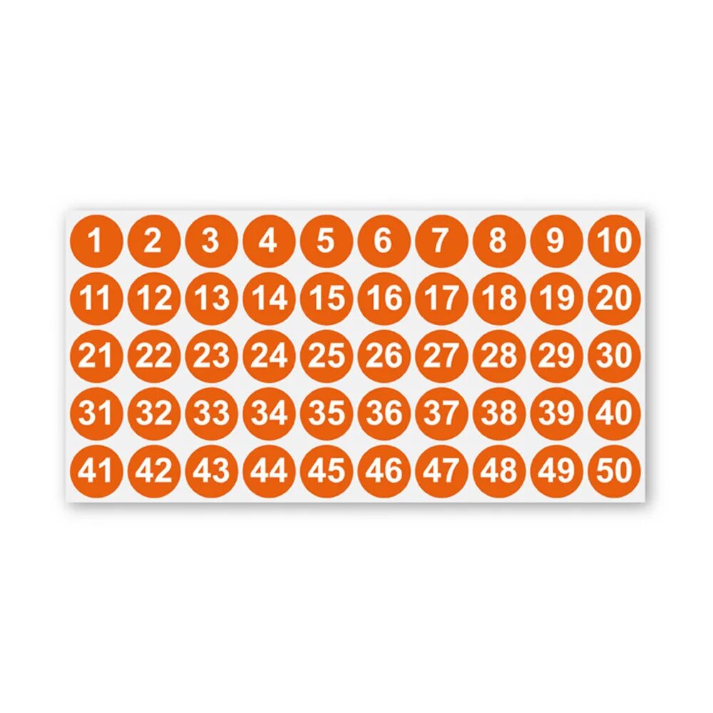 Оранжевая цифровая этикетка 1-50 водонепроницаемая
