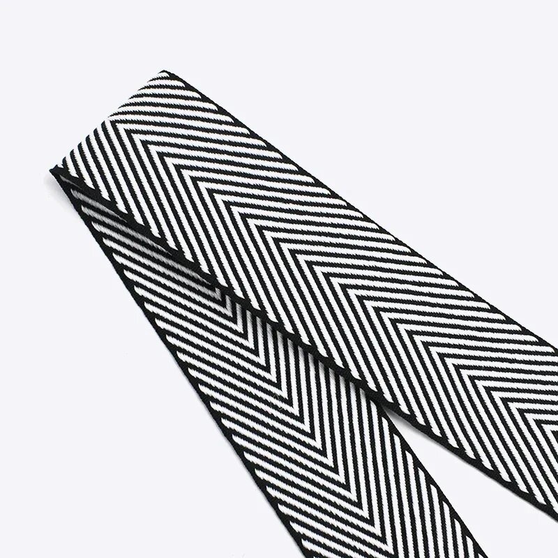 Meetee Жакардовая тесьма для сумок 10/15/20/25/30/38 мм черно-белая Белый, 02, 25mm