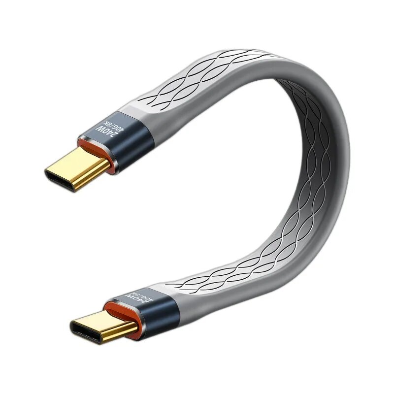 Кабель USB C — Type C FPC, 240 Вт, 5 А, USB 4,0 40 Гбит/с Gen 3 Thunderbolt 4, 8K при 60 Гц, адаптер для быстрой зарядки, шнур для смартфона MacBook Gray