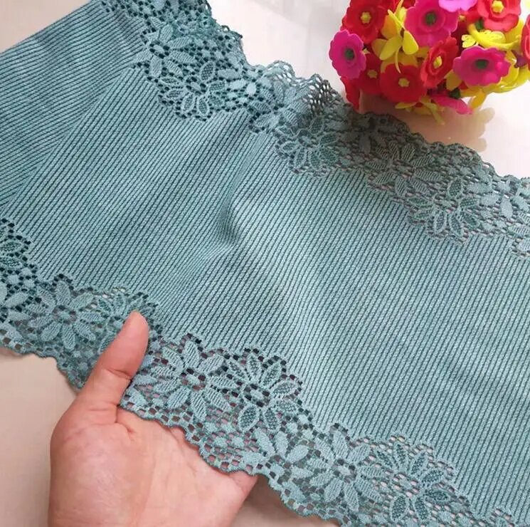 Эластичная кружевная бейка FINEFANTESYER, 22 см, зеленый, бордовый, синий light green