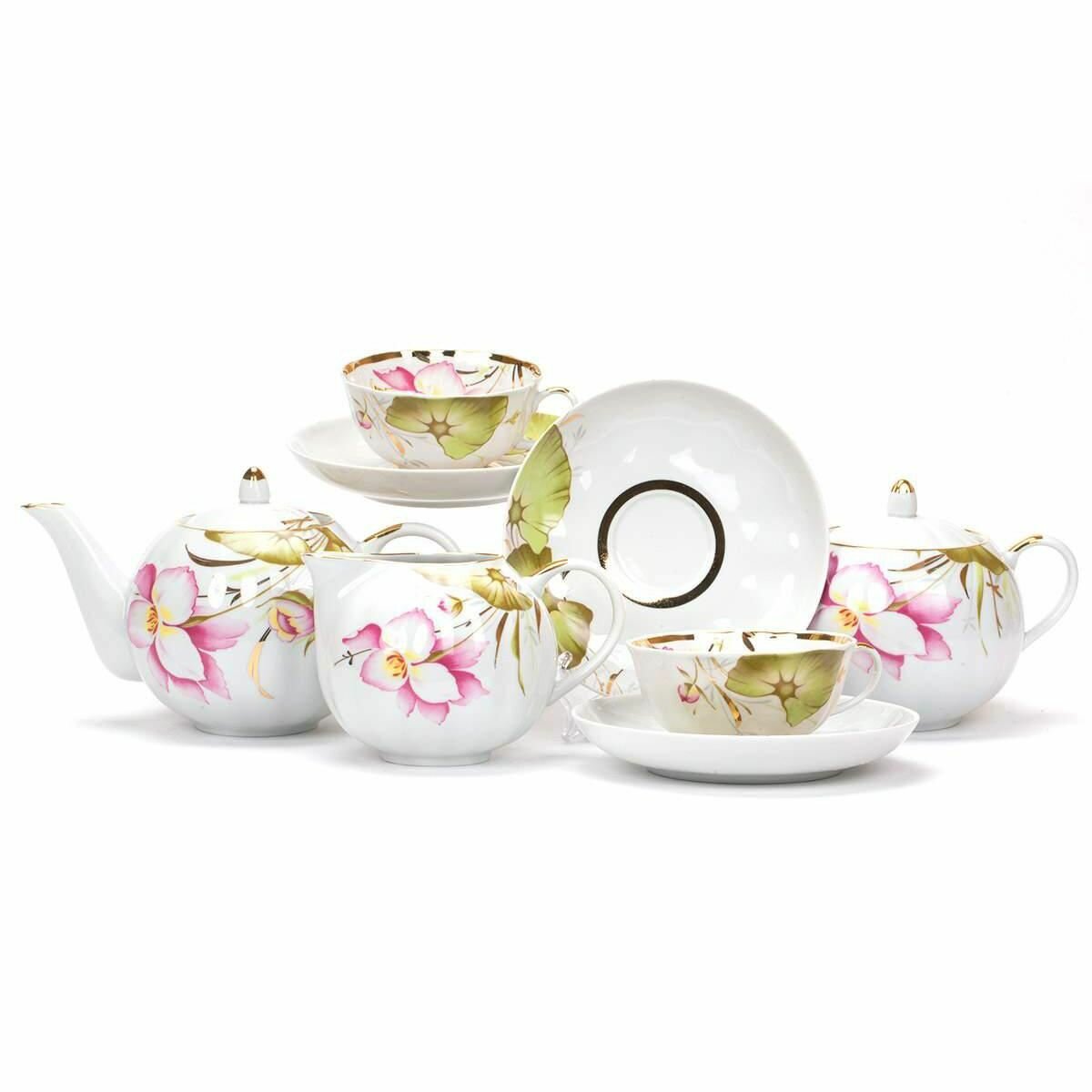 Сервиз чайный фарфоровый 15 пр. Дулево ф. Тюльпан "Июнь"