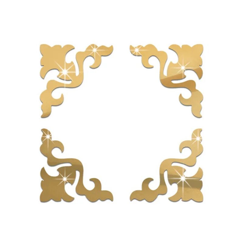 Зеркальные угловые наклейки акрил 4 шт. Gold A