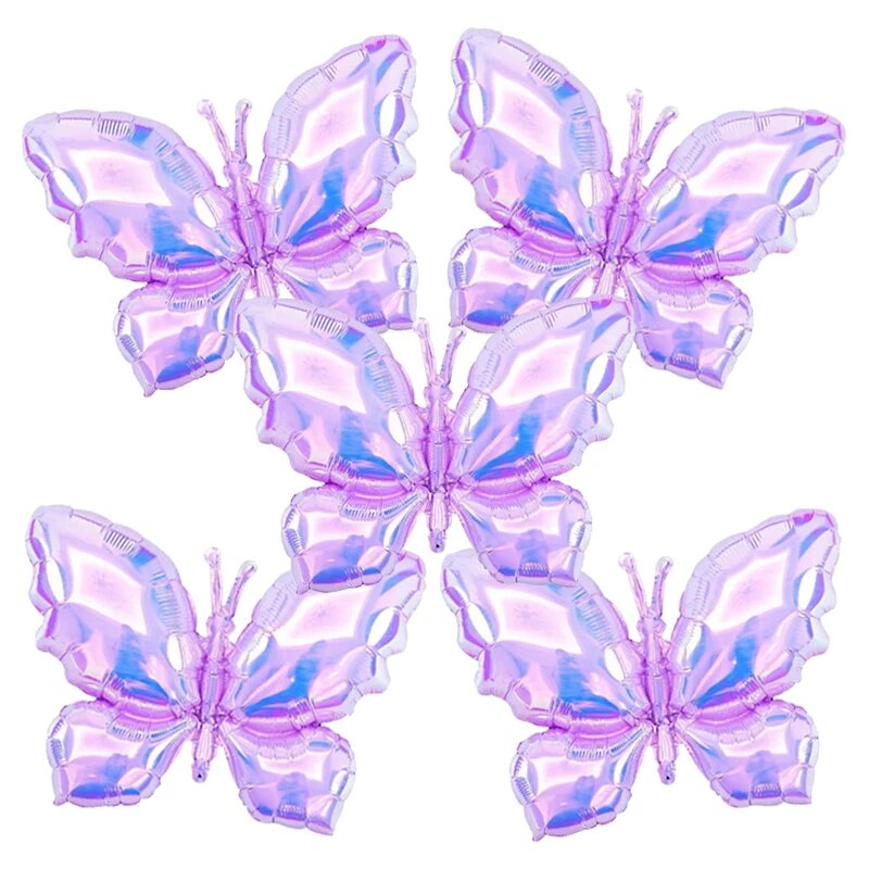 Набор декоративных бабочек из фольги для праздника 5Pcs Purple Balloon