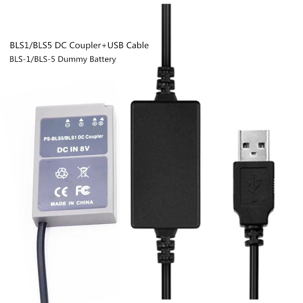 USB-конвертер 5 В + BLS1 BLS1 BLS5 DC-переходник BLS-1 BLS-5-пустышка аккумулятора для камер Olympus E-P1 E-P2 E-P3 E-PL1