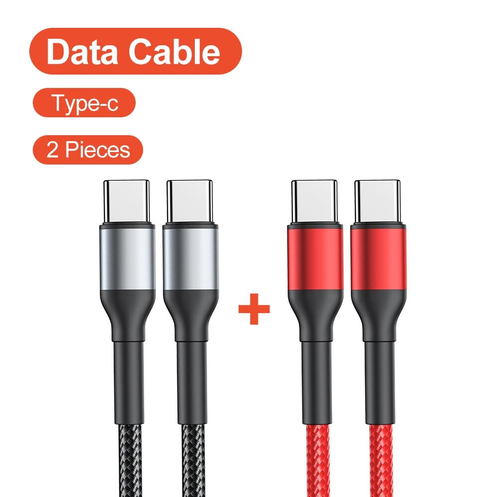 Кабель Type-C 2 шт, 2 м, серый/красный