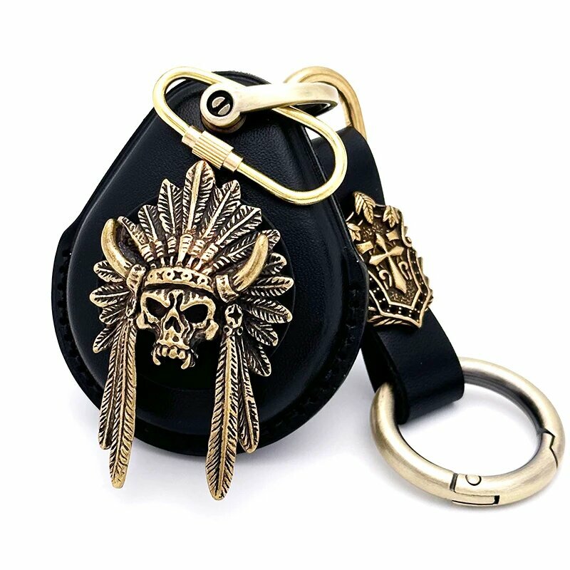 Кожаный брелок для ключей Harley Davidson, черный, Black A