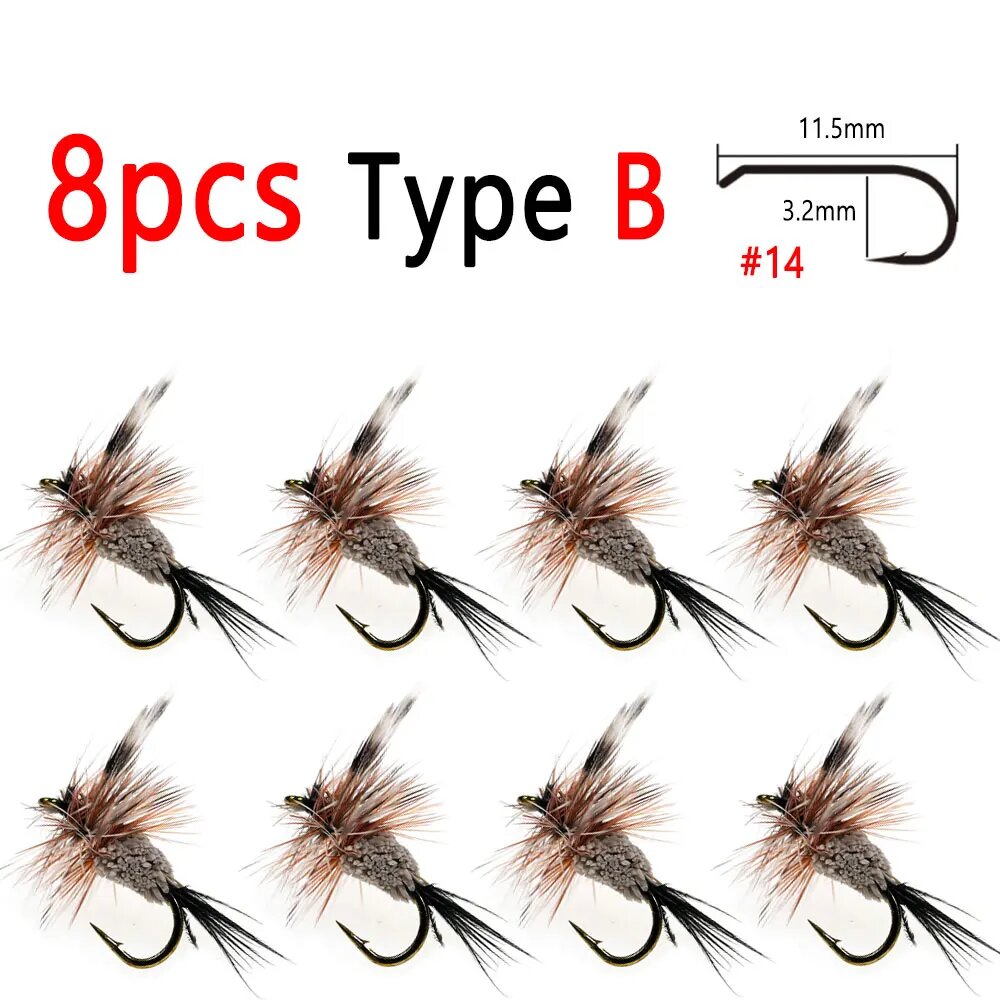 8 шт. Парашютная муха Adams Type B, цвет 8pcs