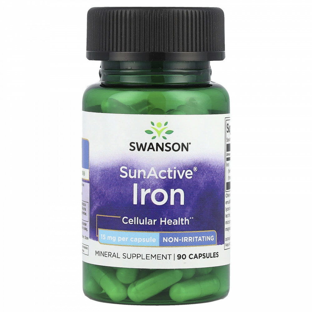 Swanson, SunActive®, железо, 15 мг, 90 капсул