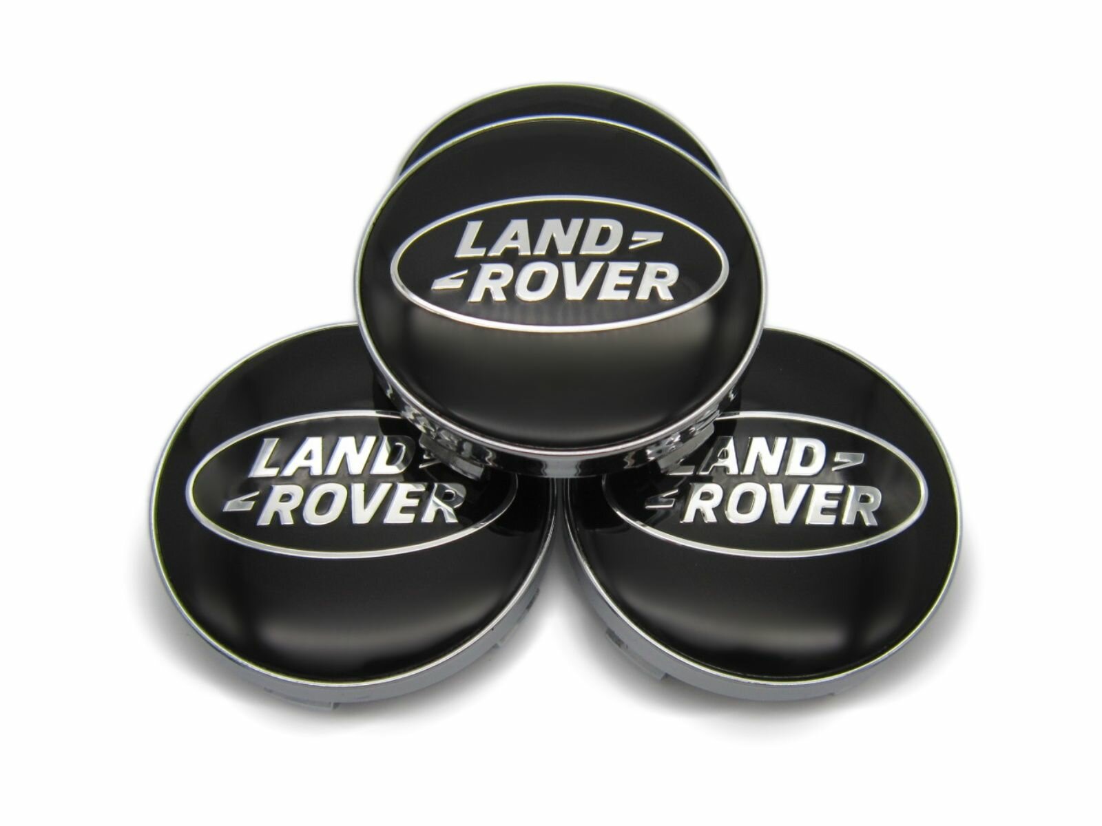 Колпачки заглушки на литые диски Land Rover black 60/56 мм, комплект 4 шт.
