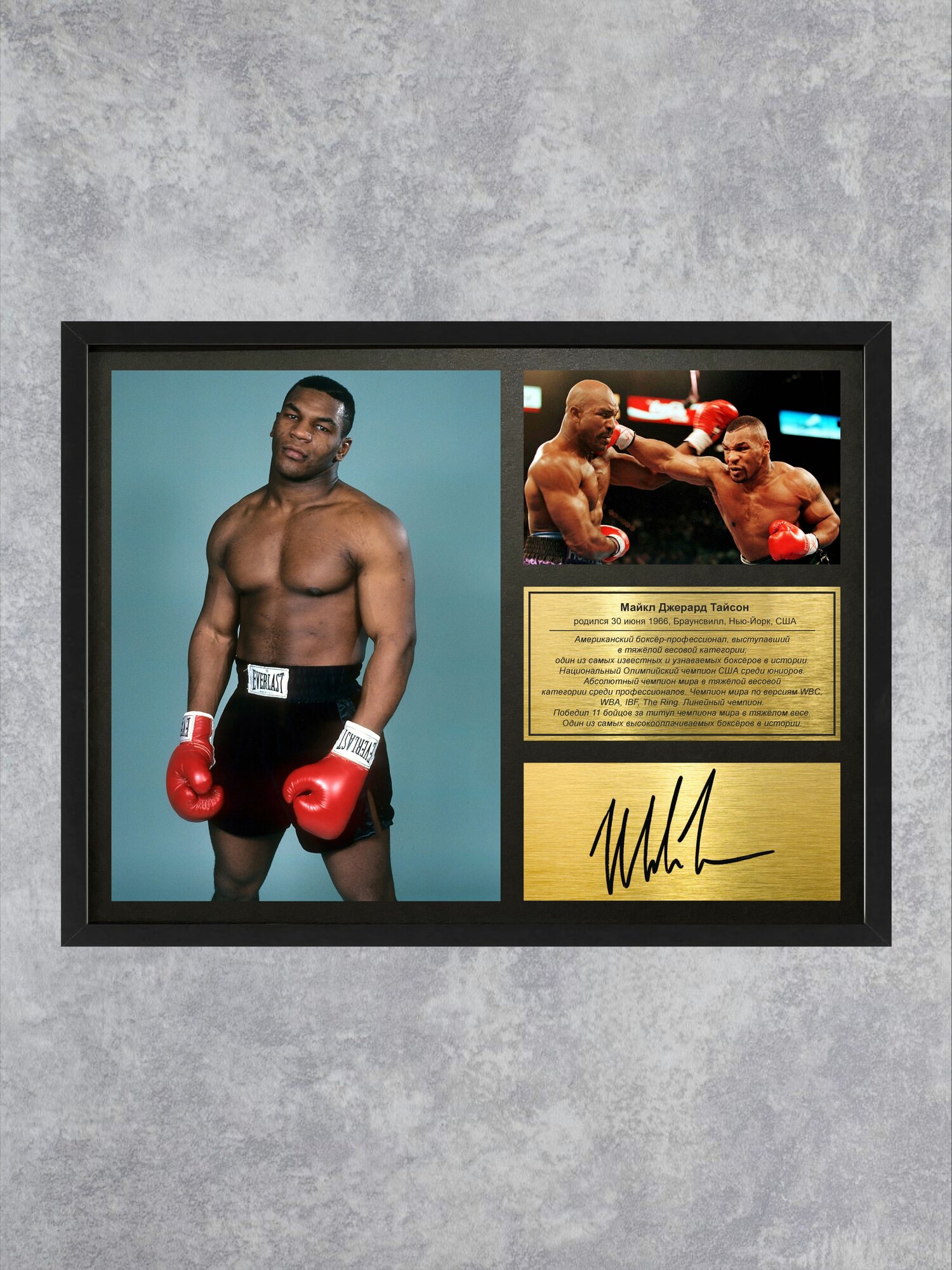 Майк Тайсон картина панно с автографом 33х43см