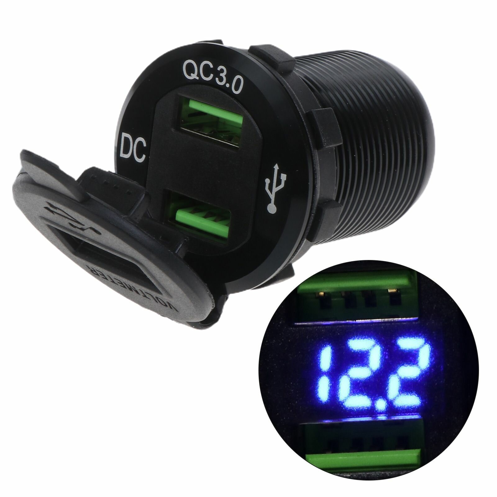 Розетка для зарядного устройства 12/24 В, 18 Вт USB-розетки 3,0, адаптер питания быстрой зарядки с цифровым вольтметром, автомобильный T