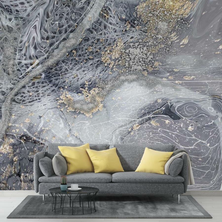 Фотообои Флюид Черное золото 13-459-M-Холст 270 x 300 см (ВхШ) Бесшовные, флизелиновые, влагостойкие обои MasterFresok