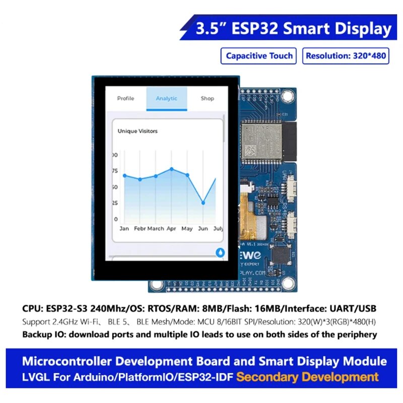 ESP32 3.5" Smart Display 320x480, Capacitive Touch