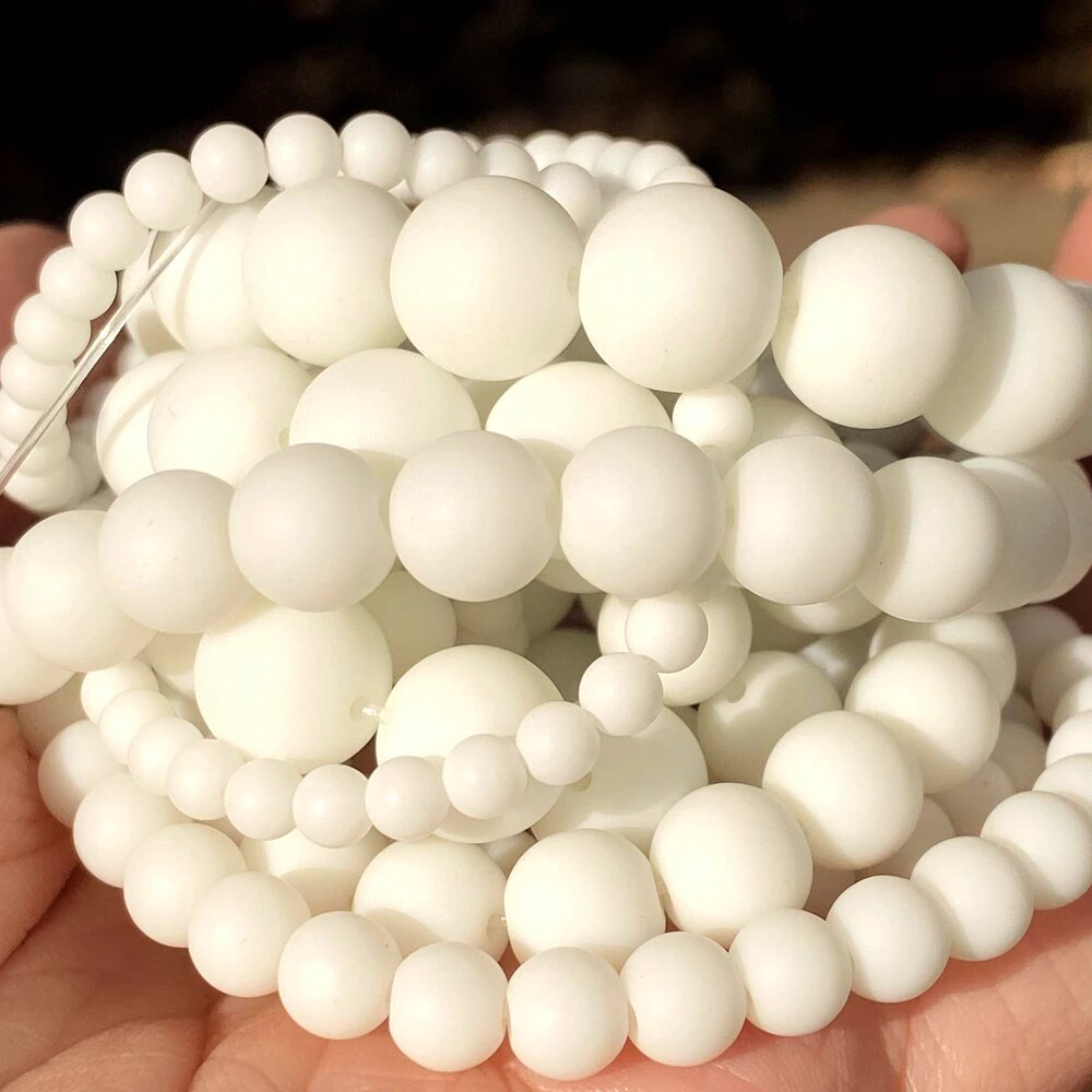 Бусины из оникса и агата 4/6/8/10/12 мм, белые и черные Белый, 8mm 44 to 46pcs, Matte White