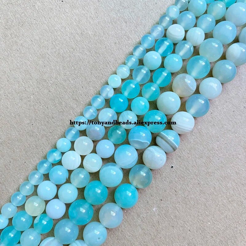 Бусины из натурального камня Tony and Beads зелёные полосы оникс агат 6 8 10 мм 10mm 36 to 38pcs