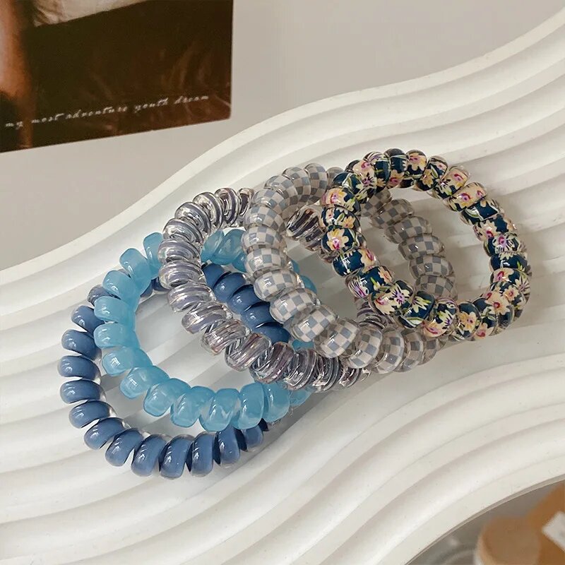 Резинки для волос спиральные, набор 5 шт, Blue series 01