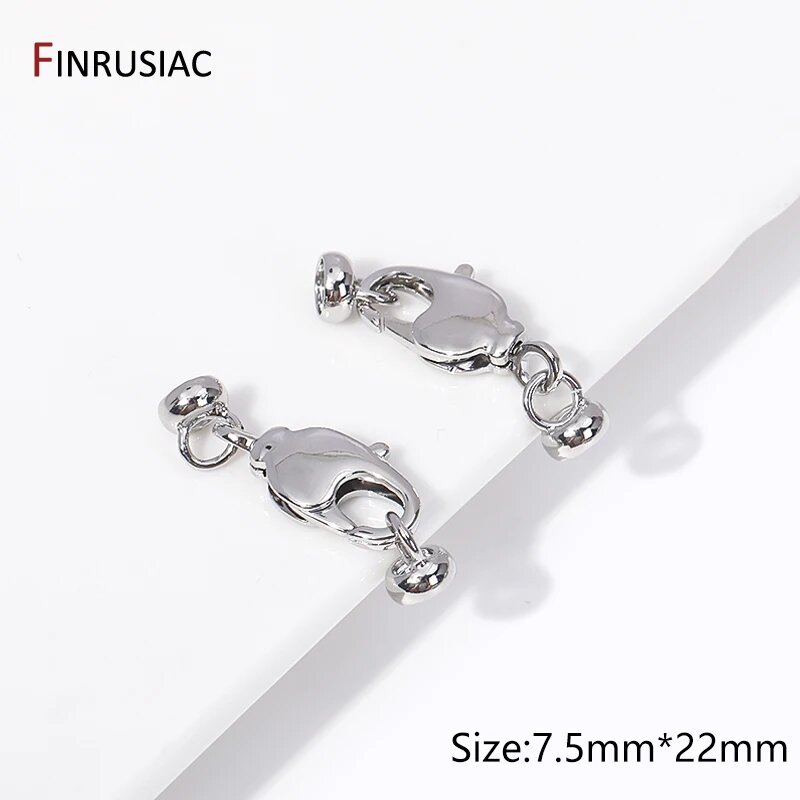 FINRUSIAC Латунные застежки-карабины с позолотой 18 карат для ювелирных 5 pieces, Rhodium Plated