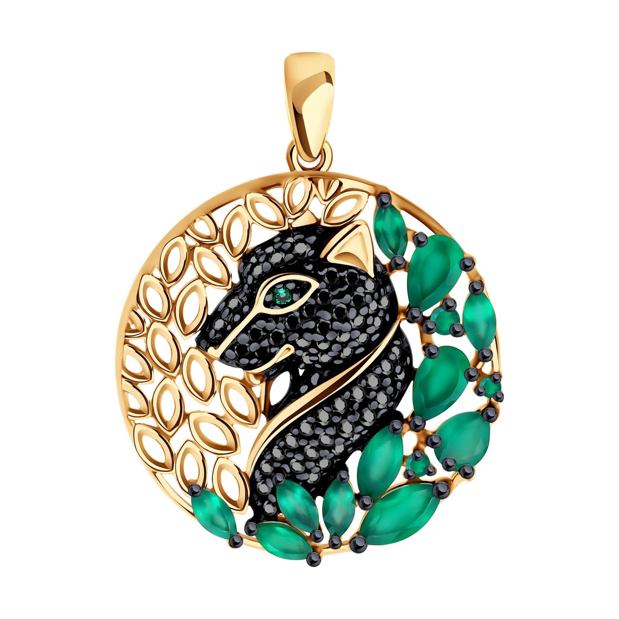 Подвеска, серебро, 925 проба, золочение, агат, фианит