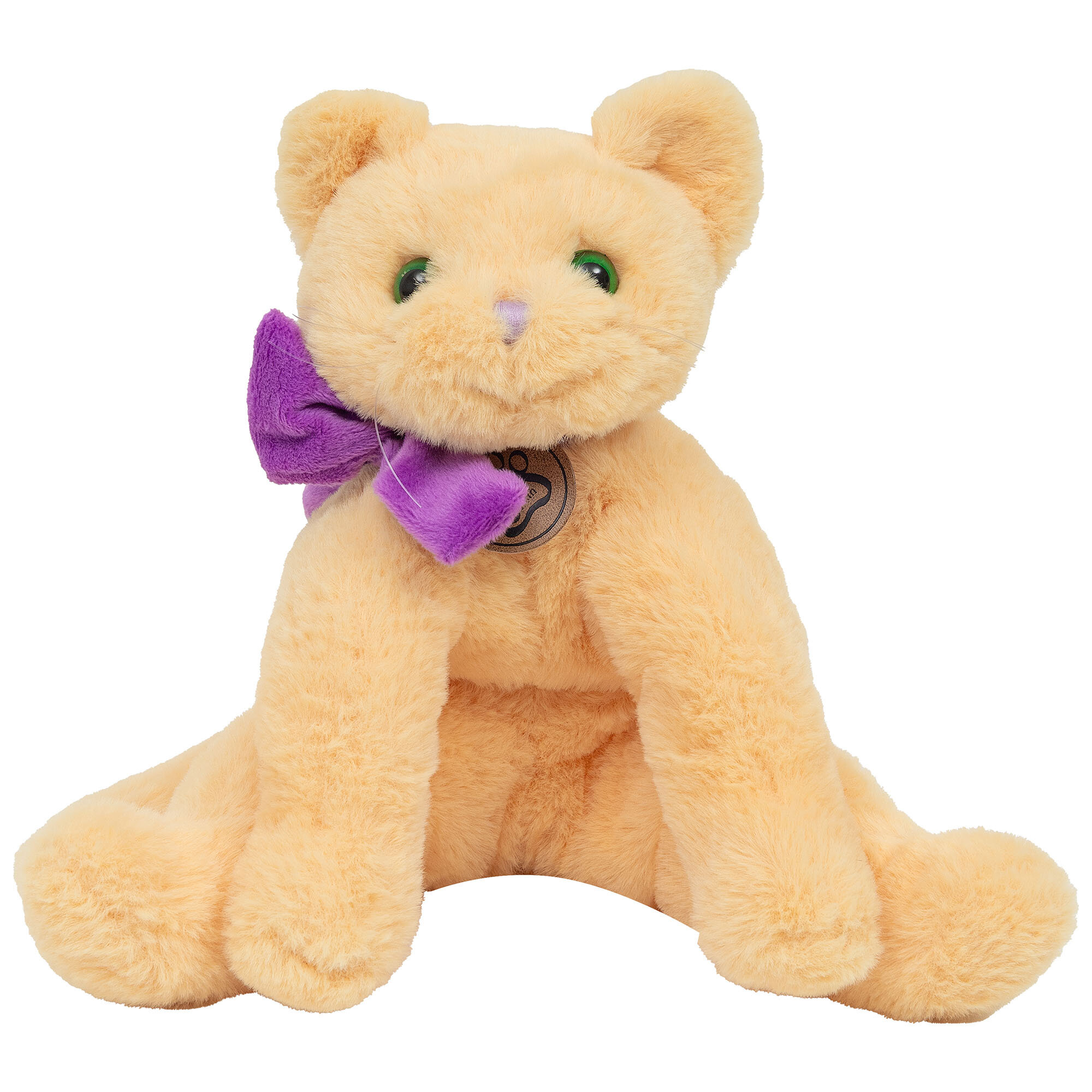 Мягкая игрушка Кот 30 см (персиковый/фиолетовый бант) (AT365118)