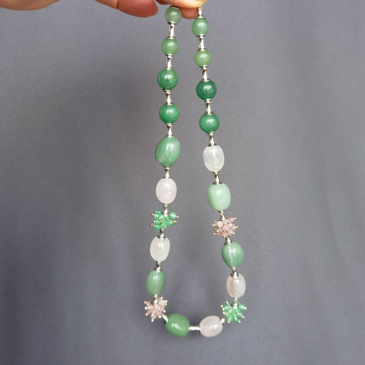 Серьги Камни Елены, авантюрин, розовый кварц