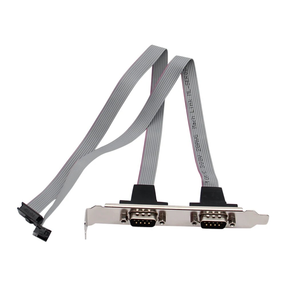 2-портовый последовательный RS232 DB9 штекер COM-порт IDC 10-контактный кабель для хост-корпуса ПК, материнская плата с кронштейном, удлинительный кабель, провод