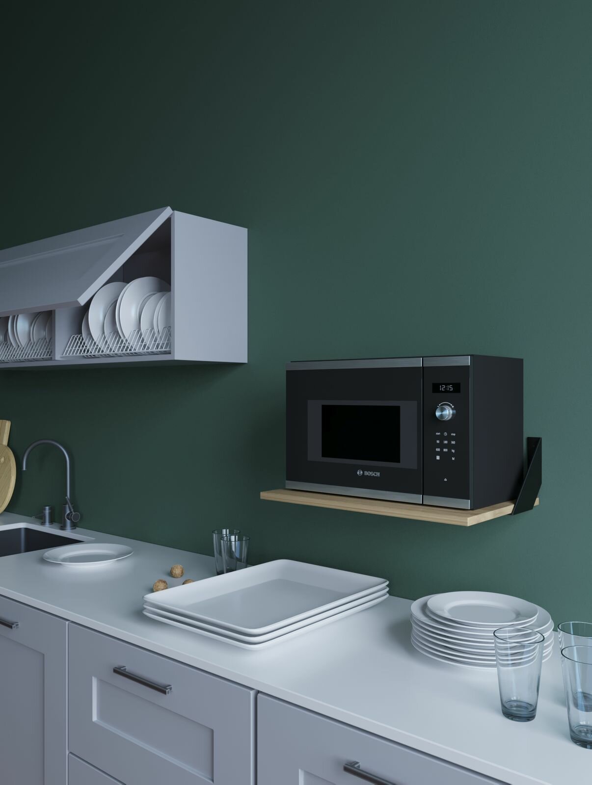 Полка кухонная, для микроволновки, 54x32 см, ЛДСП, дуб сонома