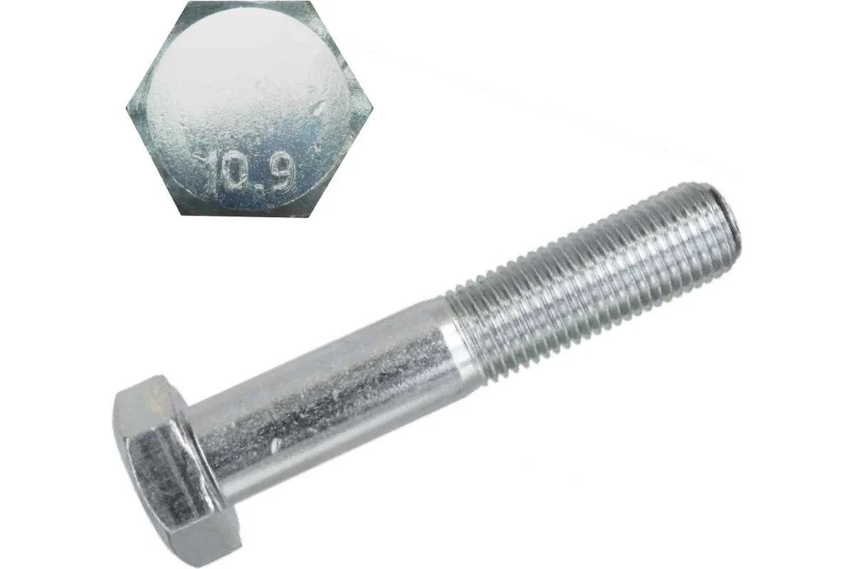 Болт Море-Метизов DIN 960, класс прочности 10.9, резьба М10x1,25x70, цинк, 25 шт