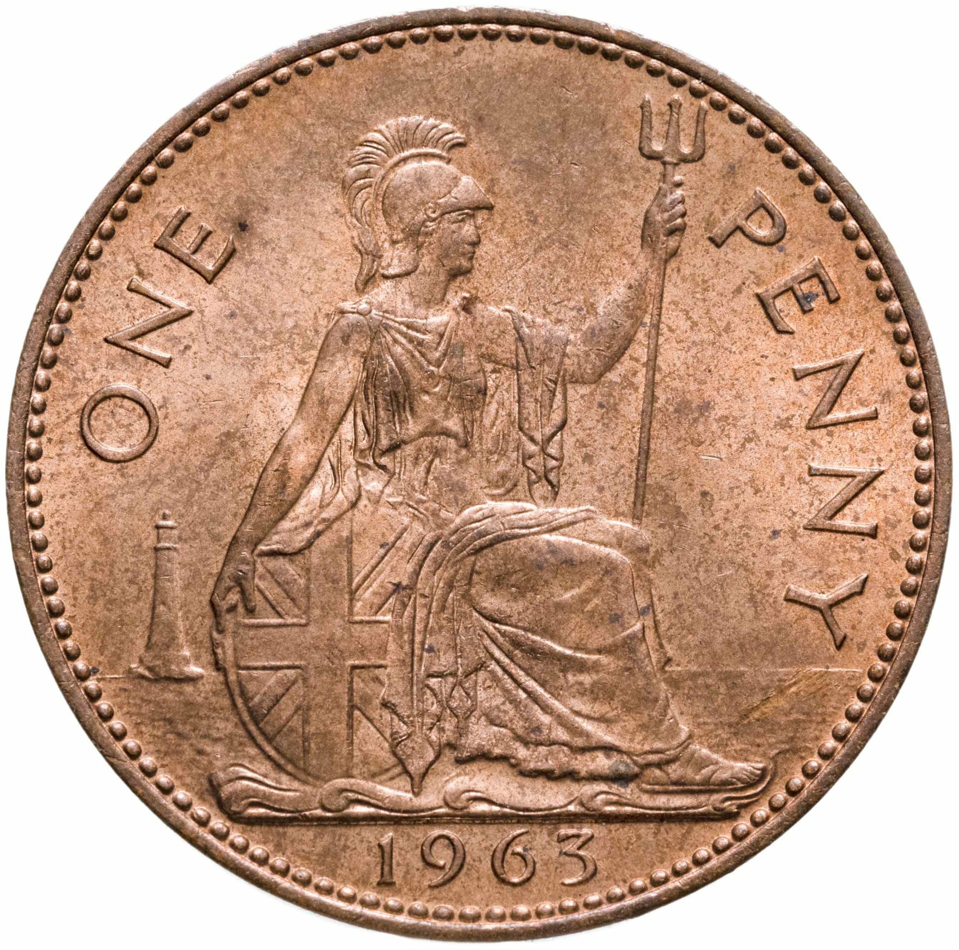 Великобритания 1 пенни penny 1963, Бронза, в сохранности UNC