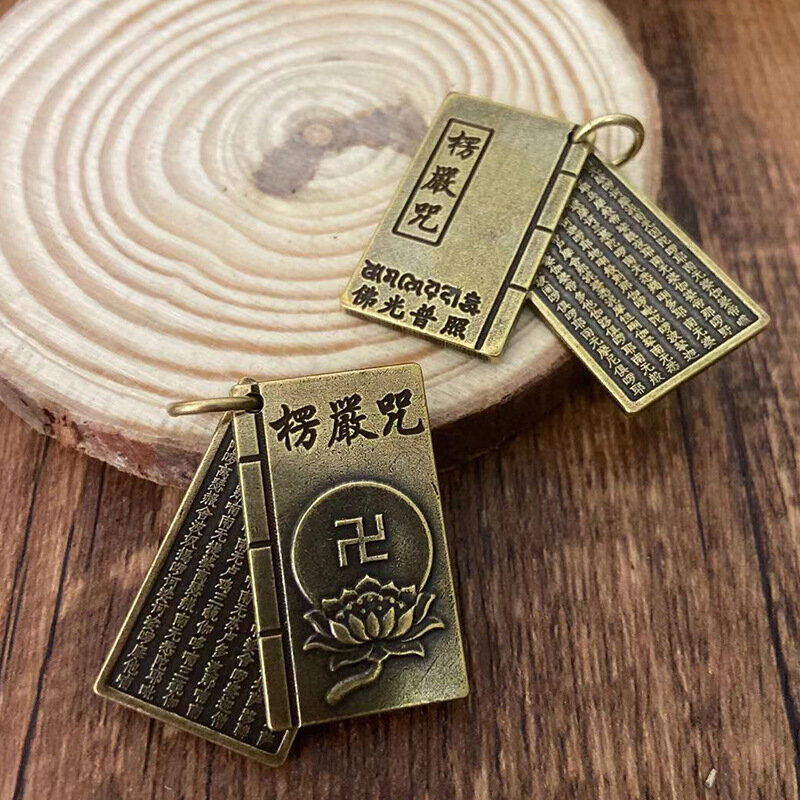 Брелок-подвеска "Шурангама Мантра", чистая латунь, антикварный, буддийский,